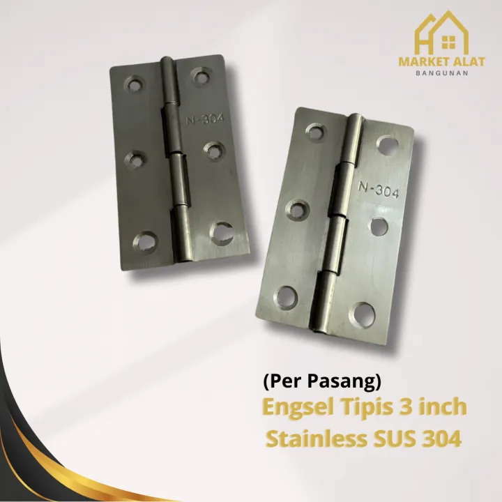 Engsel Tipis 3" Stainless SUS 304 / Engsel Lemari Jendela Kupu Per ...