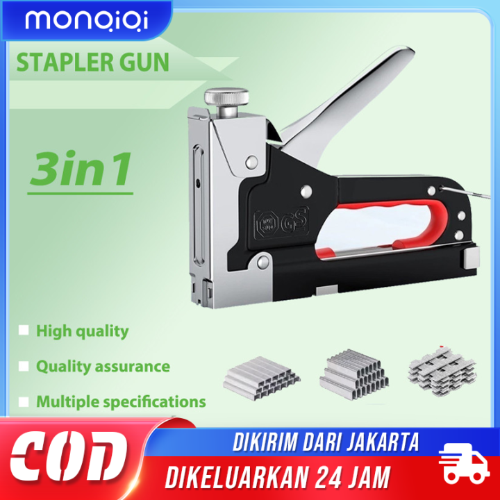 3 In 1 Stapler Gun Staples Tembak Gun Tacker Powerfull Pistol Stapler ...