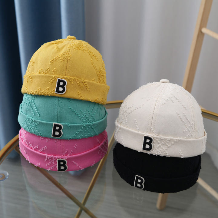 Solid Color Letter Baby Brimless Hat Vintage Dome Melon Cap for Infant ...