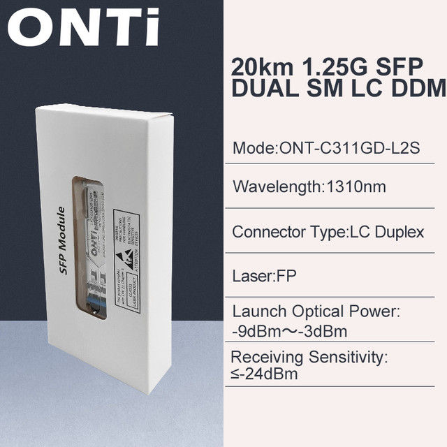 Onti 1000mbps Gbic Single Mode Duplex Sfp Module 2 Lc Compatible Cisco ...