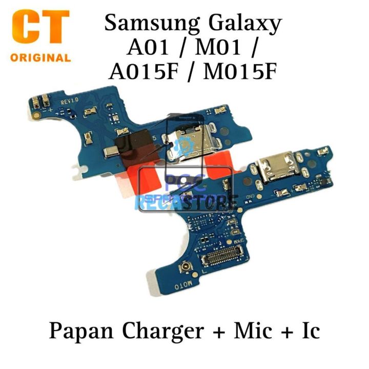 Original Ada IC - Papan PCB Konektor Charger + MIC Samsung Galaxy A01 / M01 / A015F / M015F ...