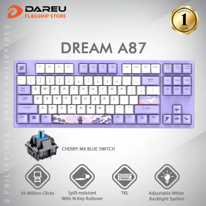 Dareu A87 DREAM TKL Mechanical Keyboard (Cherry MX Blue) D Switch ...