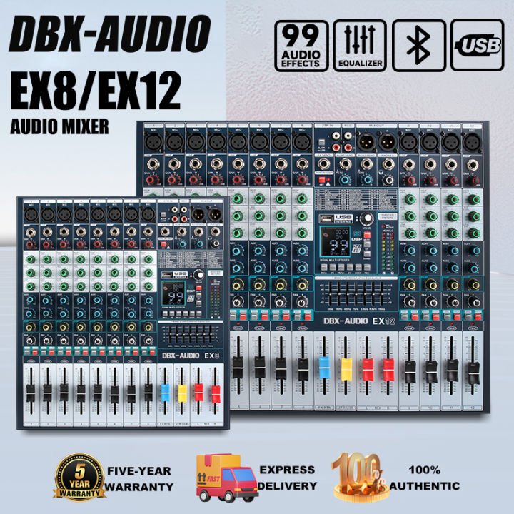 DBX-AUDIO EX8/EX12 อินพุตช่องสัญญาณช่องสัญญาณเดี่ยว, เครื่องเล่นเพลง MP3 Bluetooth+48V Phantom ...