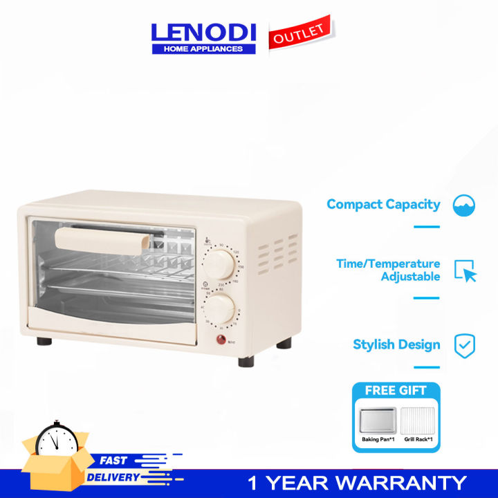 LENODI 12L Electric Oven - White | 12 Liters | 60-Minute Timer ...