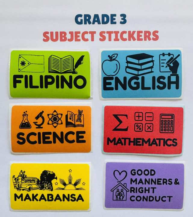 Subject Stickers Set for Grade 1-10 Notebook Label | Lazada PH