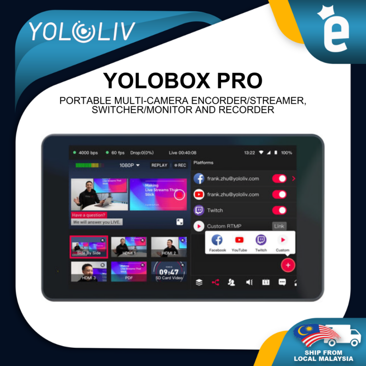 YoloLiv YoloBox Pro Portable Multi-Camera Encoder/Streamer, Switcher/Monitor & Recorder | Lazada