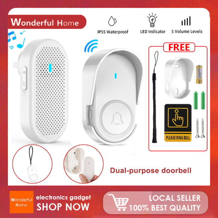 Waterproof Wireless Doorbell with waterproof cover US Plug 320M ...