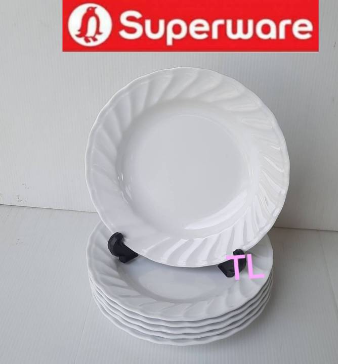 ซุปเปอร์แวร์ จานทรงลึกก8 นิ้ว=6ชิ้น สีขาวเกลียว ซุุปเปอร์แวร์เกรดA เมลา ...