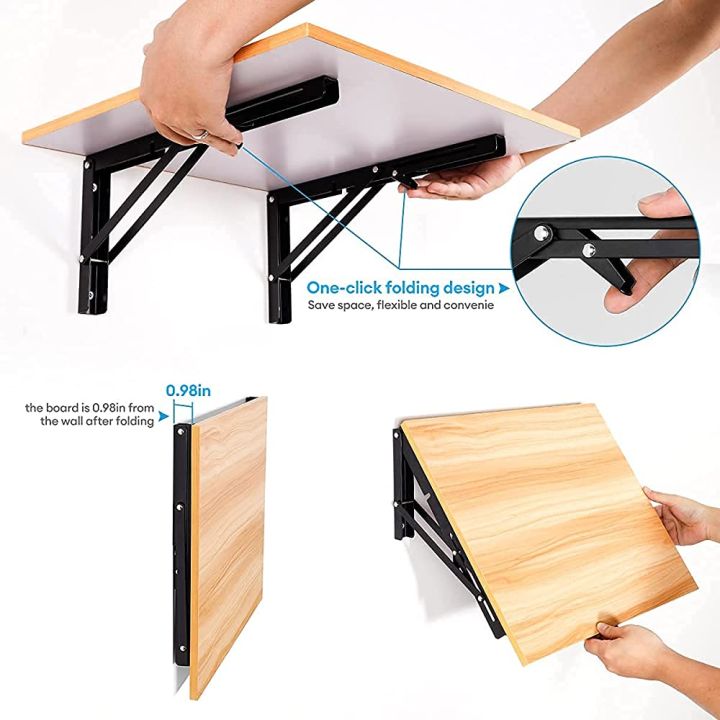 Heavy duty wall mounted 90 degree foldable L Bracket wood shelf bracket ...