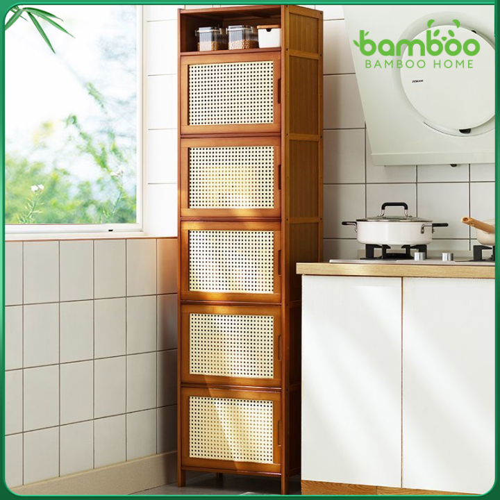 Multifunctional Kitchen storage cabinet Bamboo Multi-layer Storage ...