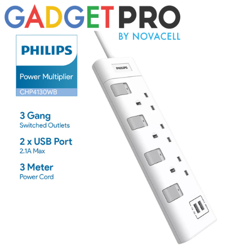 Philips Power Multiplier 3 Way Extension Socket Outlet + 2 USB Charging ... Philips Power Multiplier 3 Way Extension Socket Outlet + 2 USB Charging ...