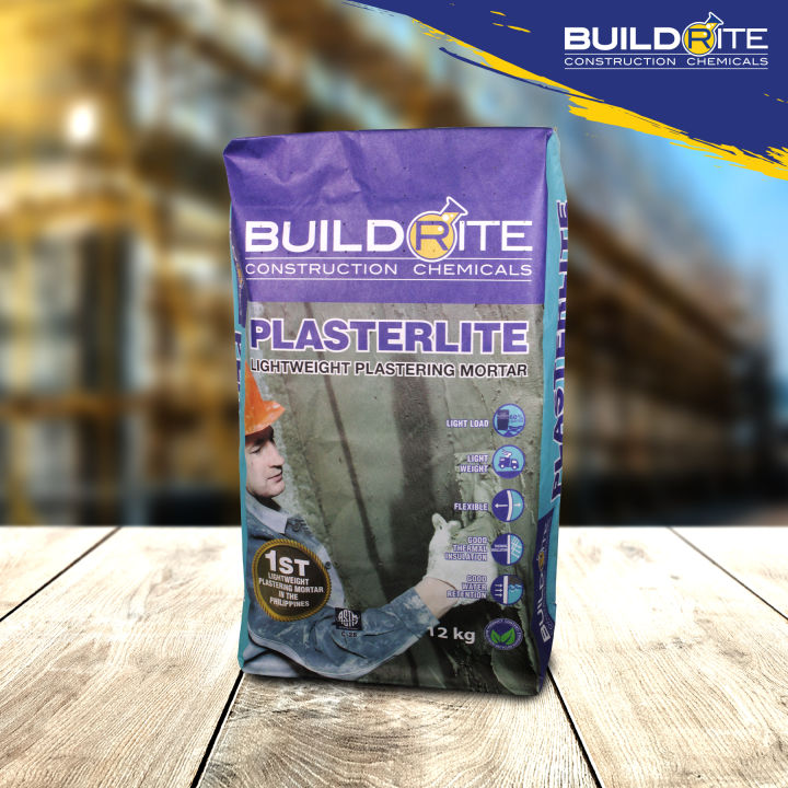 BUILDRITE PLASTERLITE Lightweight Plastering Mortar 12KG | Lazada PH