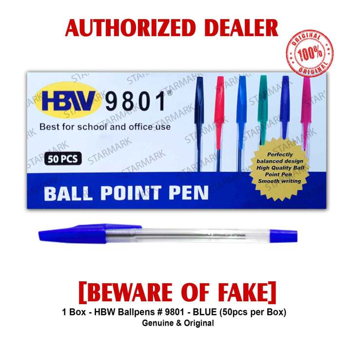 HBW Ballpen 9801 Ballpens BLACK BLUE RED 50 pcs per Box Ball Pen Ball ...