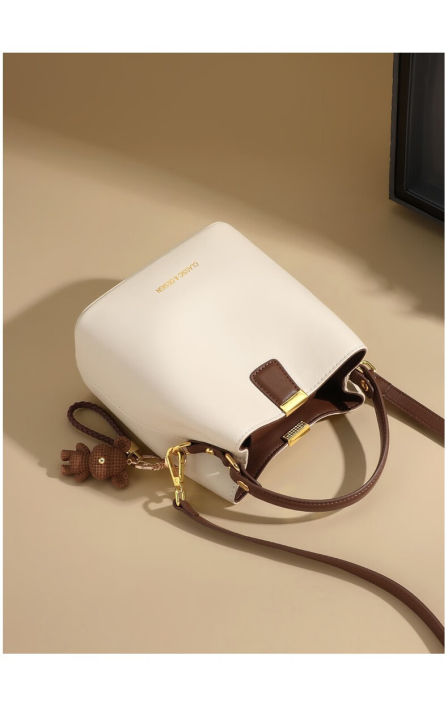 Louise Carty leather shoulder crossbody portable bucket bag light ...