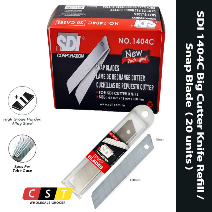 [20 Units] SDI 1404C Big Cutter Knife Refill / Snap Blade [5 Blades] | Lazada