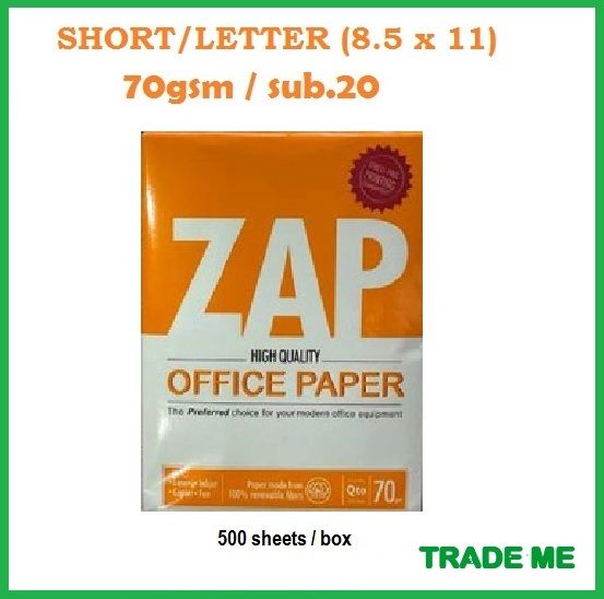 ZAP Copy Paper 70 gsm./Subs.20 (500 sheets/ream) | Lazada PH