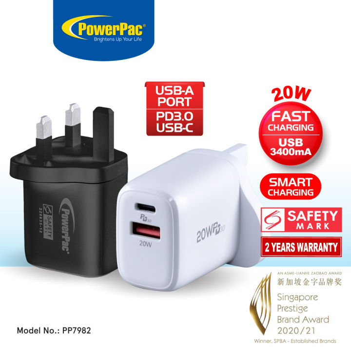 PowerPac 20W Charger Fast Charge USB-A | PD 3.0 USB Charger | Smart ...
