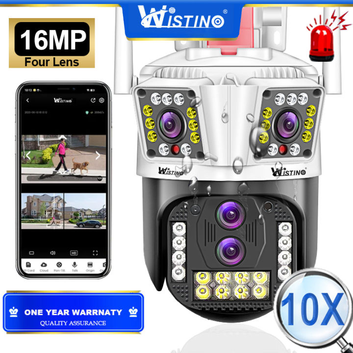 Wistino 8K 16MP Four Lens 10X ZOOM WIFI IP Camera Auto Tracking Outdoor Waterproof PTZ Color ...