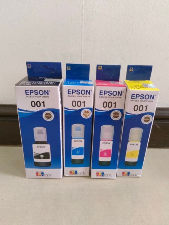 Genuine Epson Ink 001 1 Set (Black, Cyan, Magenta, Yellow) | Lazada PH