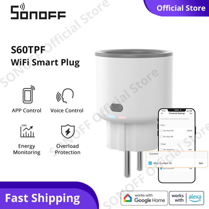 SONOFF S60TPF Smart Plug Socket 16A WiFi Energy Monitoring Plug ...