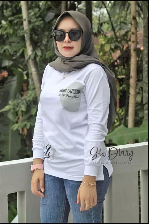 Kaos Wanita Atasan Wanita Kaos Lengan Panjang Wanita Six Diary WARNA ...