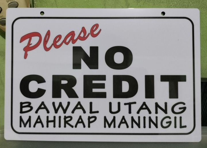 No credit ( Signage A4 size ) Laminated | Lazada PH