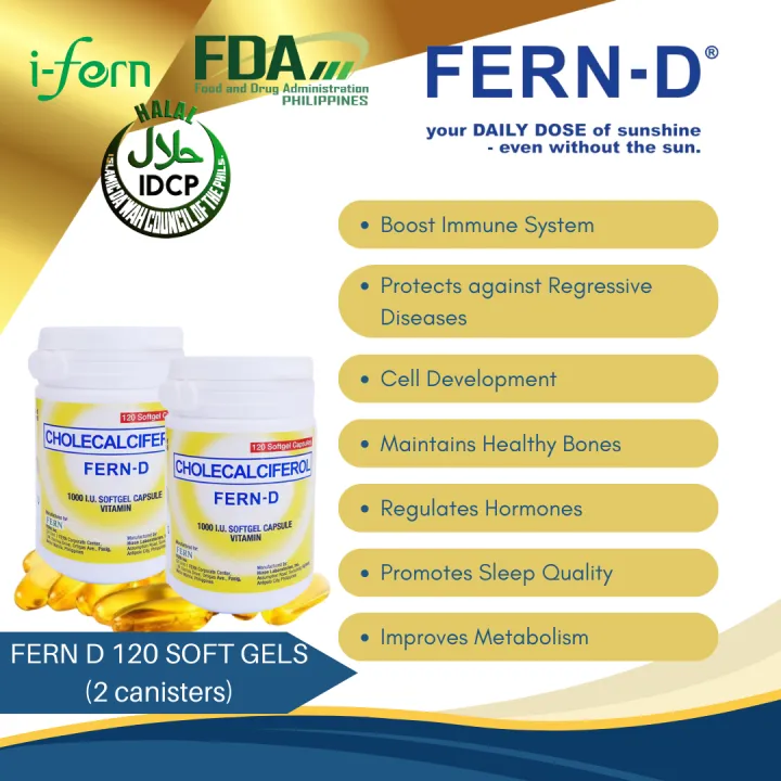 Fern D Vitamin D Supplement 120 softgels 1000 IU (Available in Bottle ...