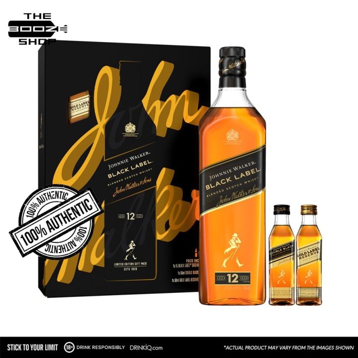 Gift Set: Johnnie Walker Black Label 1L with Festive Mini's ( Double ...