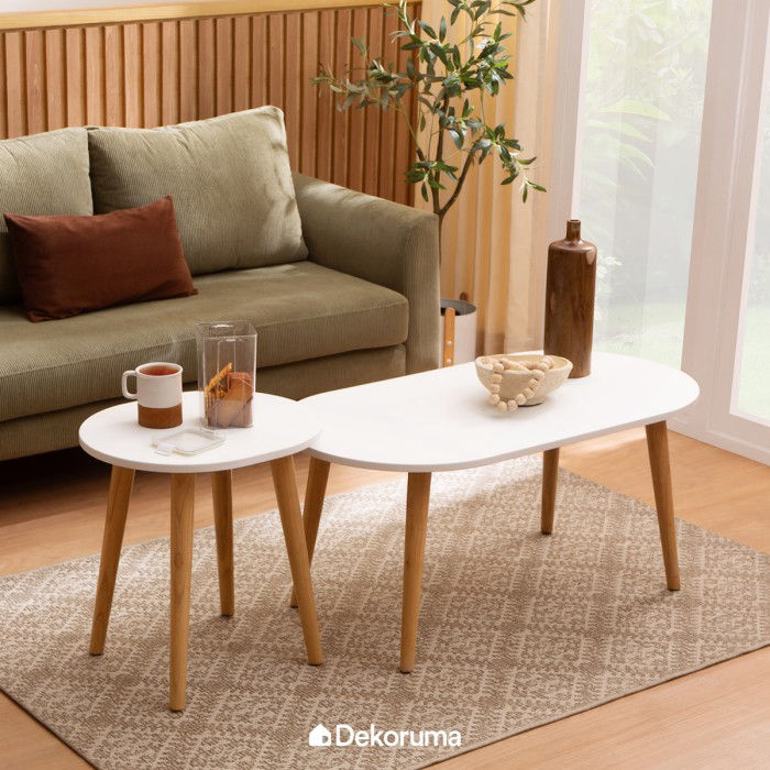 Dekoruma JUNKO Coffee Table / Meja Tamu Minimalis 2in1 Natural | Lazada ...