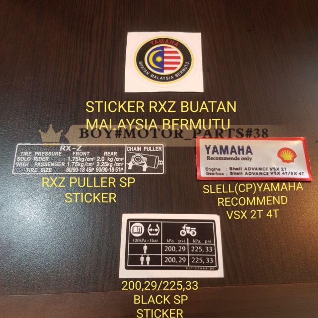 STICKER RXZ BUATAN MALAYSIA BERMUTU/RXZ PULLER SP/SHELL CP YAMAHA ...