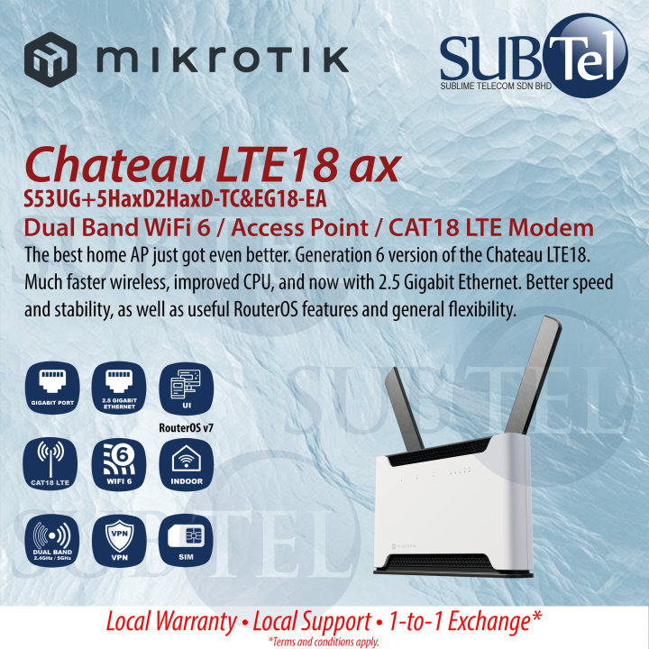 Mikrotik Chateau LTE18 ax (S53UG+5HaxD2HaxD-TC&EG18-EA) Dual Band WiFi6 ...
