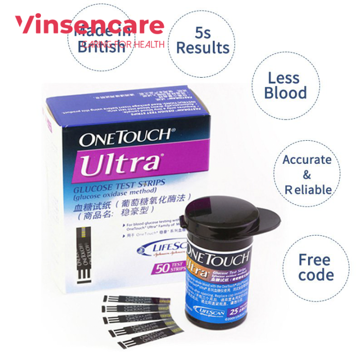 One Touch Ultra Blood Glucose Test Strips 25/50pcs ( Expiry: 11-2025 ...