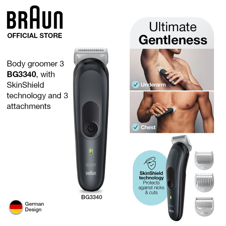 Braun Body Groomer BG3340 Full Body With SkinShield Technology And 3 ...