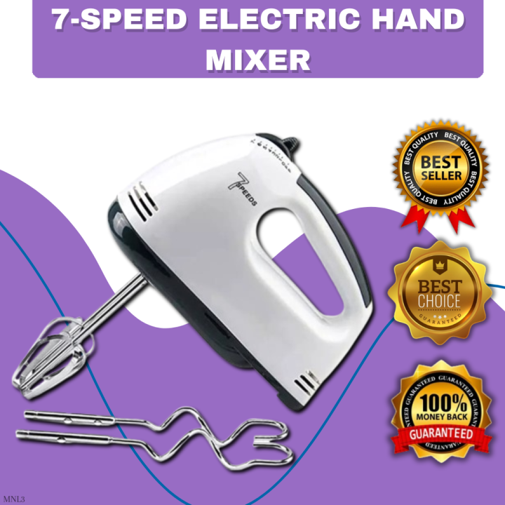 7-Speed Electric Hand Mixer, Handheld Mixer for Baking Cake Egg Cream ...