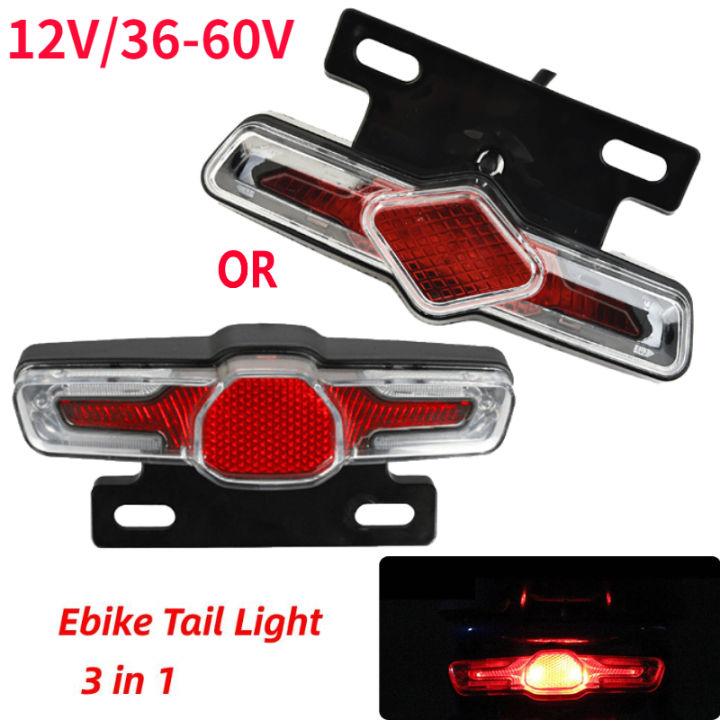Electric Bicycle Tail Light E-Bike 12V/36V-60V Rear Light LED Brake ...