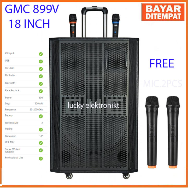 Gmc 899v speaker portable 18 inch free mic 2pcs suara mantap | Lazada ...