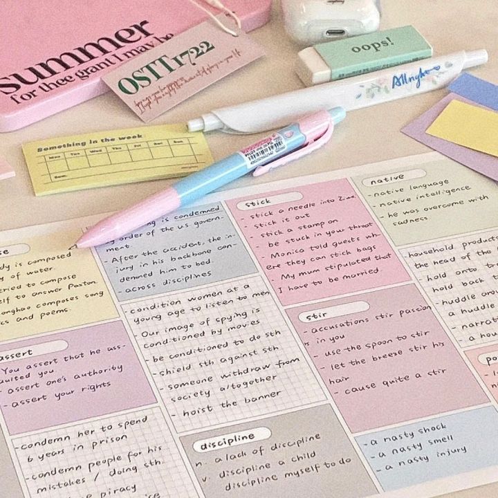 Ohaya ins Color Compartment Notepad 30 Sheets Multi-Function Notebook ...