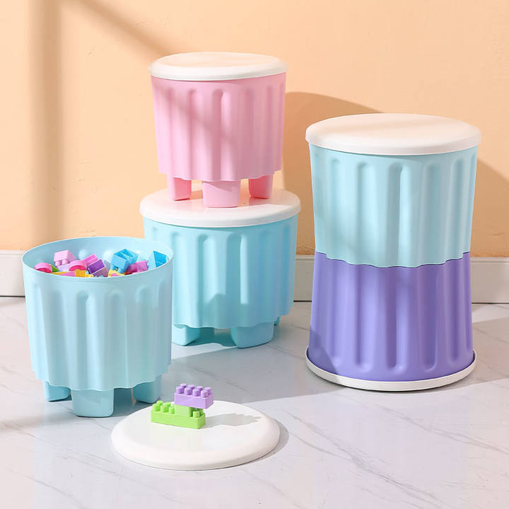 MHS Storage Stool Plastic Stackable Storage Box Footstool Seat Stool ...