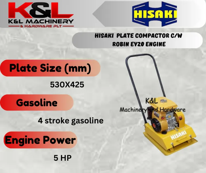 HISAKI YP80 Plate Compactor WITH Robin Petrol Engine EY20 5HP | Lazada