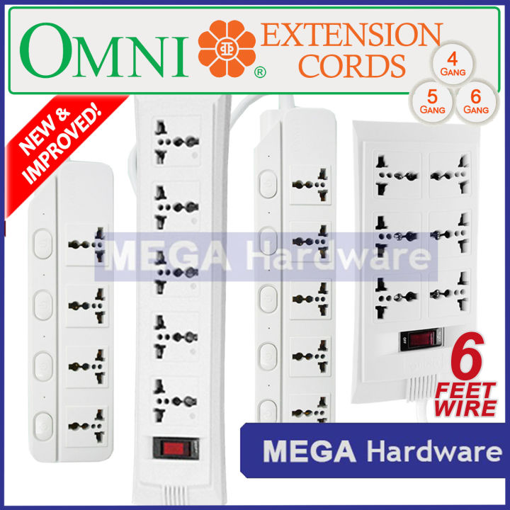 OMNI Individual Switch / Main Switch Extension Cord 4 Gang, 5 Gang, 6 ...
