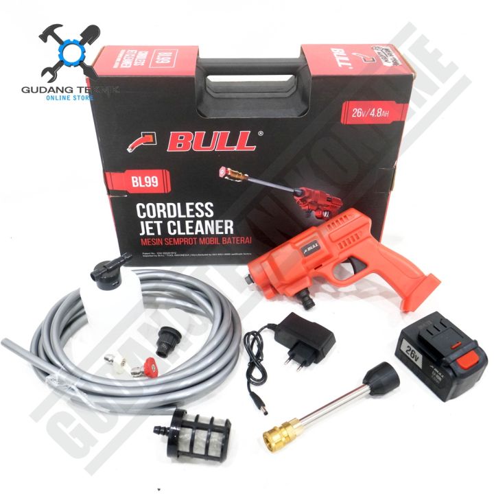 Jet Cleaner CORDLESS BULL BL99 26V / Mesin Cuci Motor Mobil BATERAI BL ...