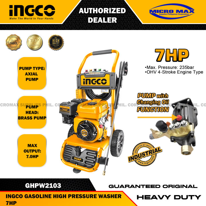 INGCO GASOLINE HIGH-PRESSURE WASHER 7HP (GHPW2103) | Lazada PH