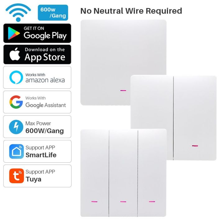 E Life Smart Store Tuya Smart Wifi Switch 220V 1/2/3 Gang No Neutral ...