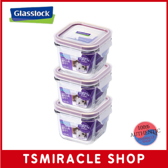 Glasslock Purple Edition Square Airtight Container 120ml 3P glass ...