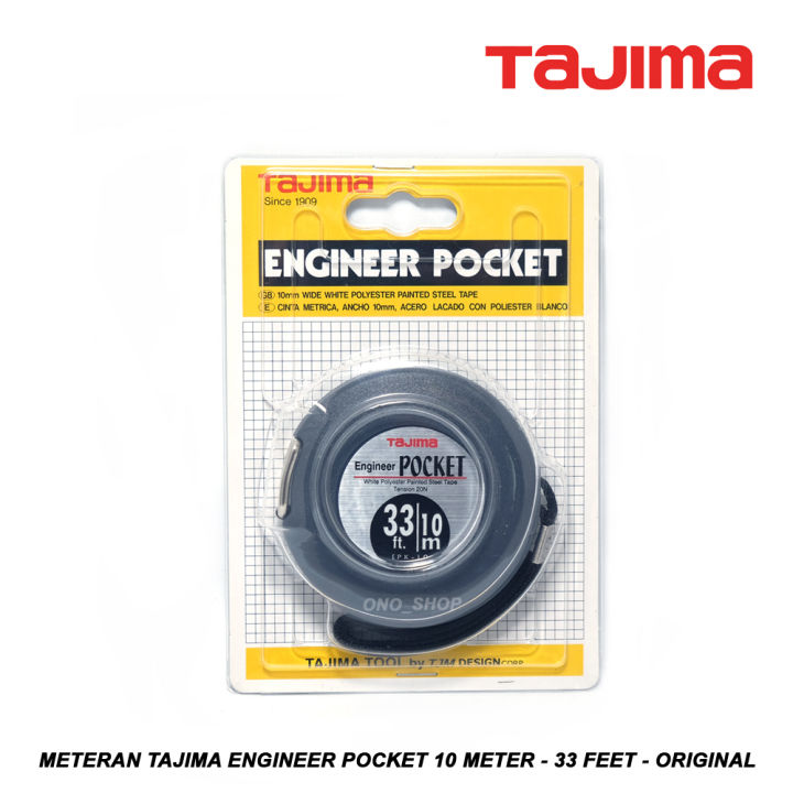 Meteran Tajima Engineer Pocket 10 Meter - 33 Feet - Original | Lazada ...