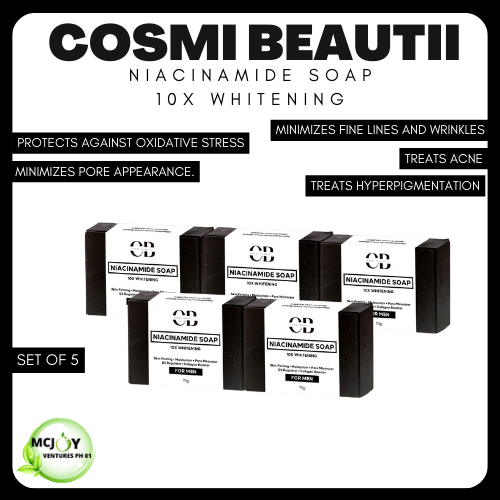 (SET OF 5) COSMI BEAUTII NIACINAMIDE SOAP CB SOAP 10X WHITENING FOR MEN ...