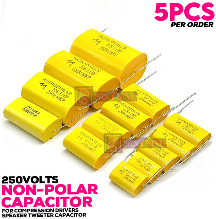 5Pcs Non-Polarity Capacitor 0.68UF 1.5UF 2.2UF 5.6UF 12UF 15UF 22UF ...