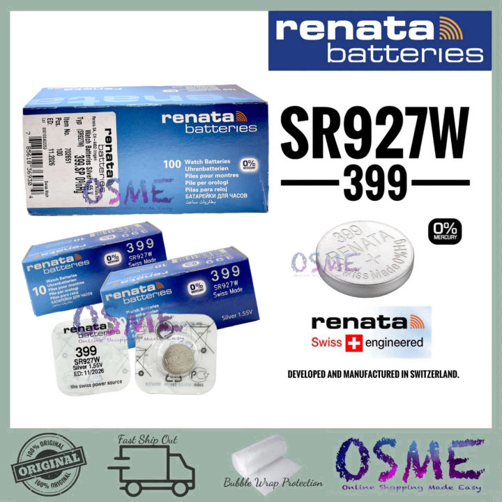Renata 399 SR927W Battery Silver 1.55V Battery SWISS MADE (100% Genuine ...