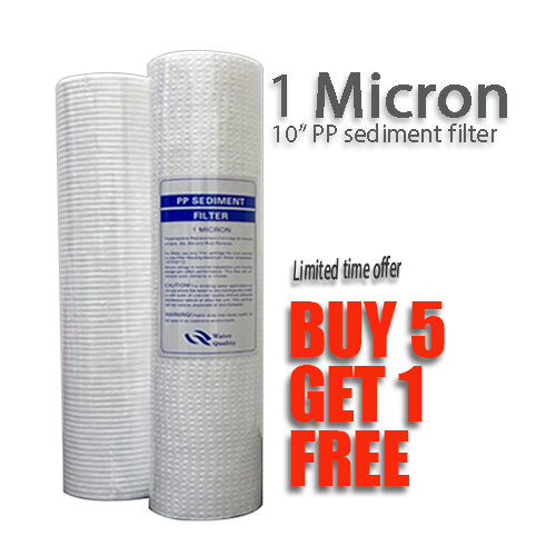 Water Filter 10" PP Sediment Filter 1 Micron Replacement Refill ...