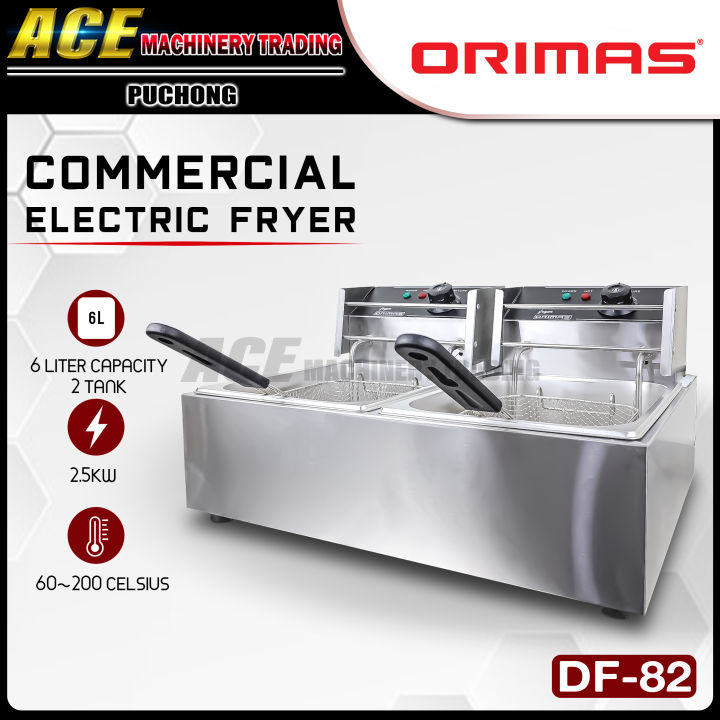 [ ORIMAS ] DF - 82 Commercial Electricc Fryer Double Tank 6Lx2 ...
